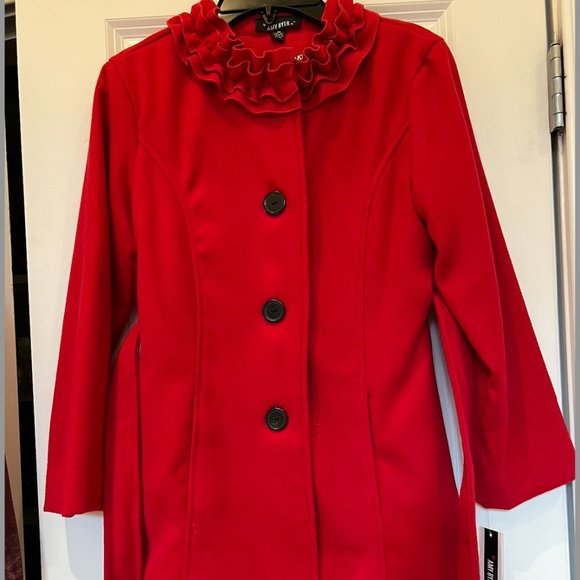 Amy Byer | Jackets & Coats | Red Ruffled Collar Jacket With Removable ...